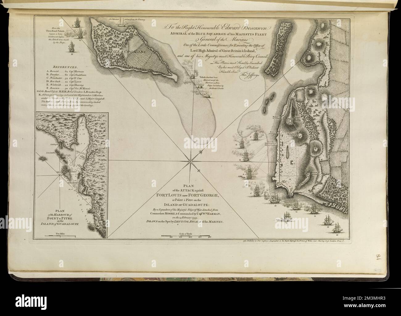Plan of the attack against Fort Louis now Fort George, at Point à Pitre ...