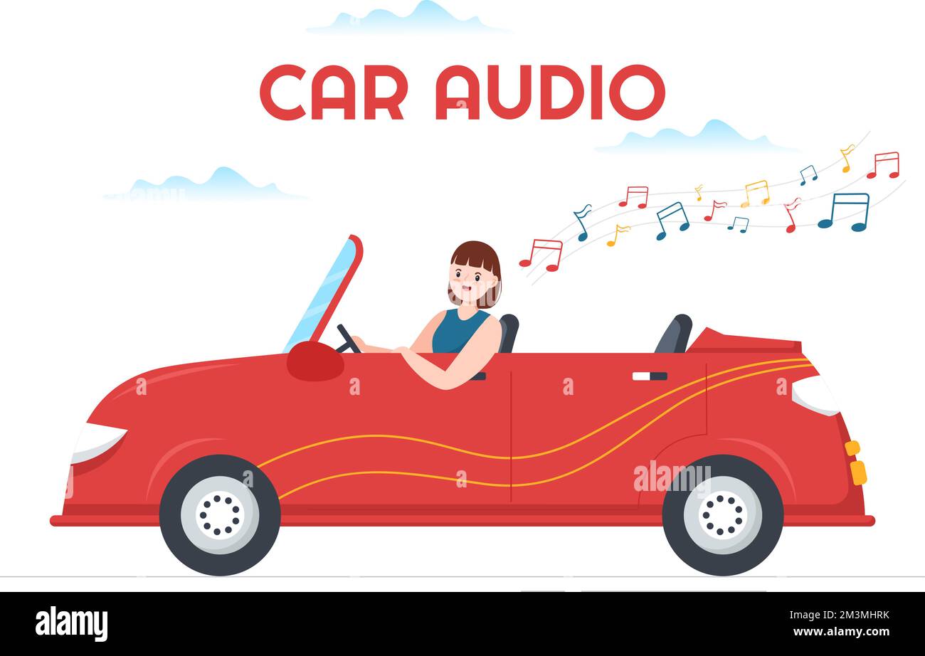 Driving a Car Listening to Music with Loud Speakers or Sound System in ...