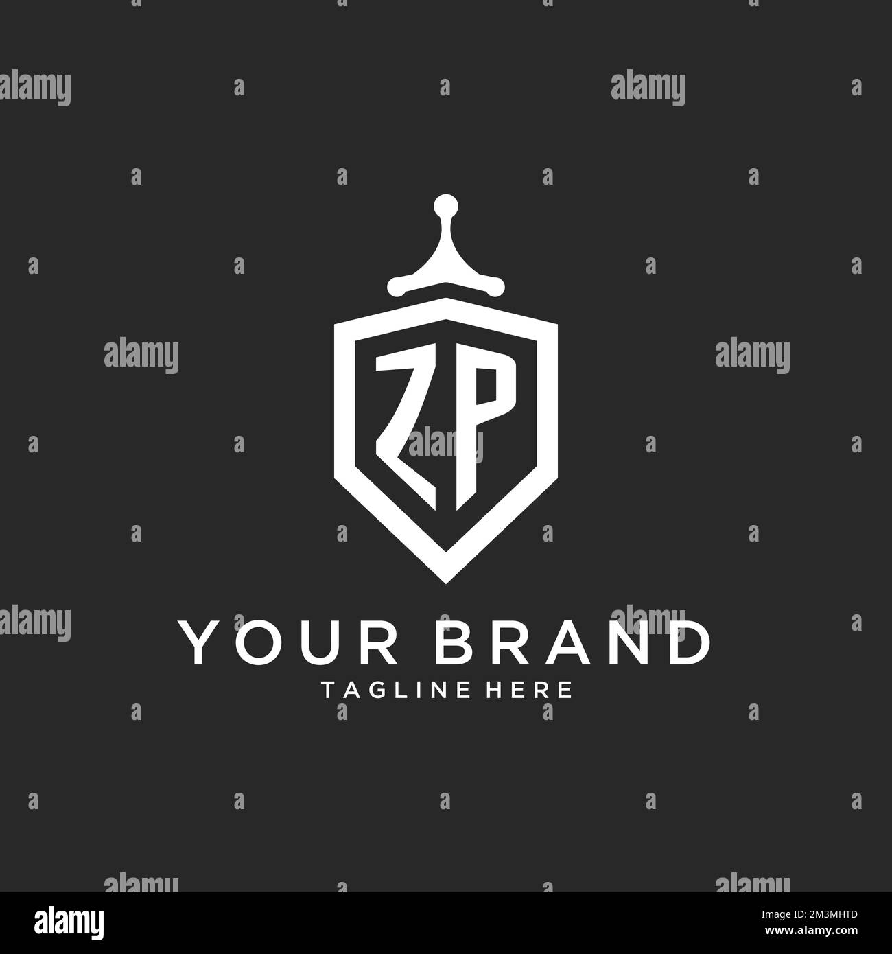 ZP monogram logo initial with shield guard shape design ideas Stock ...