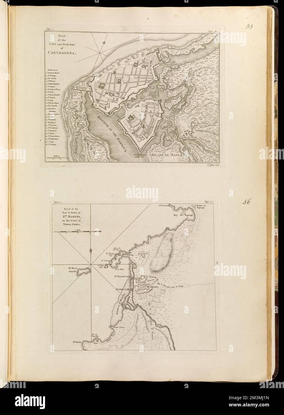 Plan of the city and suburbs of Carthagena ; Plan of the bay & town of ...