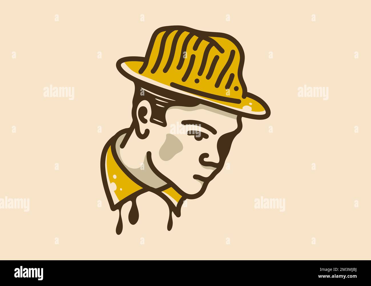 Illustration drawing design of men wear round hats Stock Vector Image ...