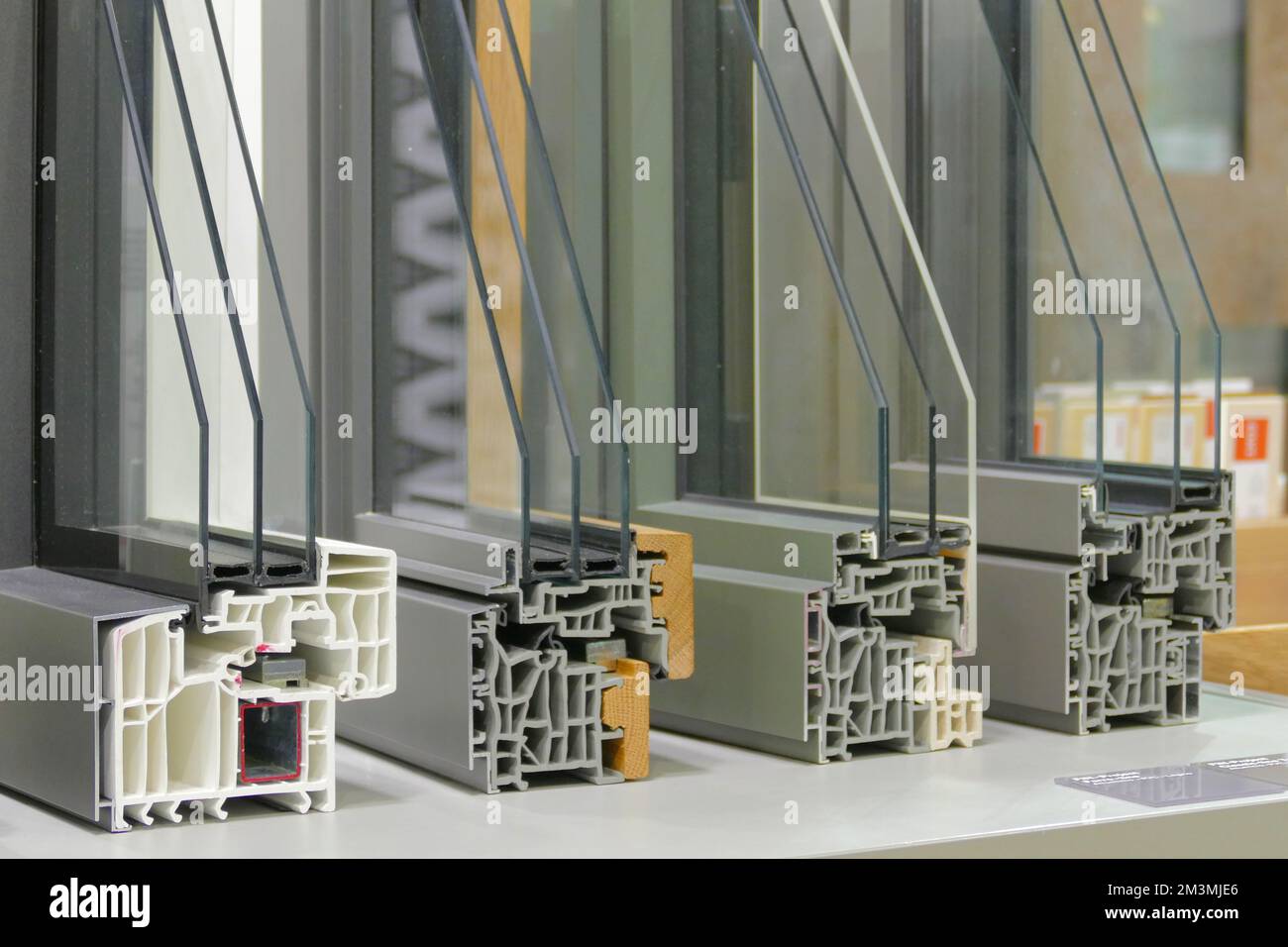 A closeup shot of window frames for thermo-acoustic insulation with ...