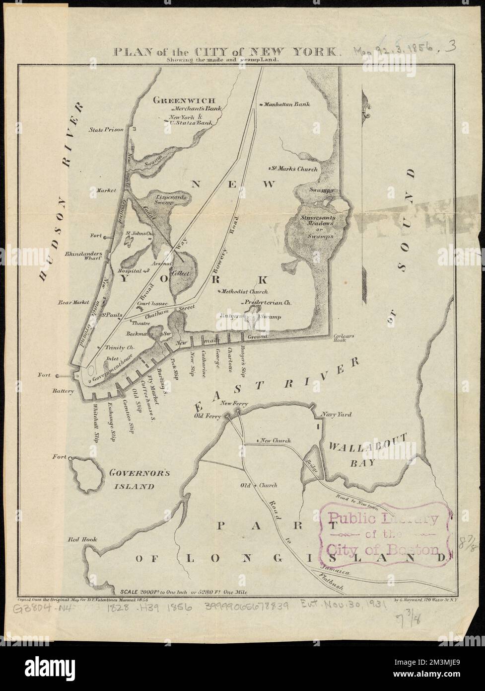 Plan of the city of New York : showing the made and swamp land , New ...