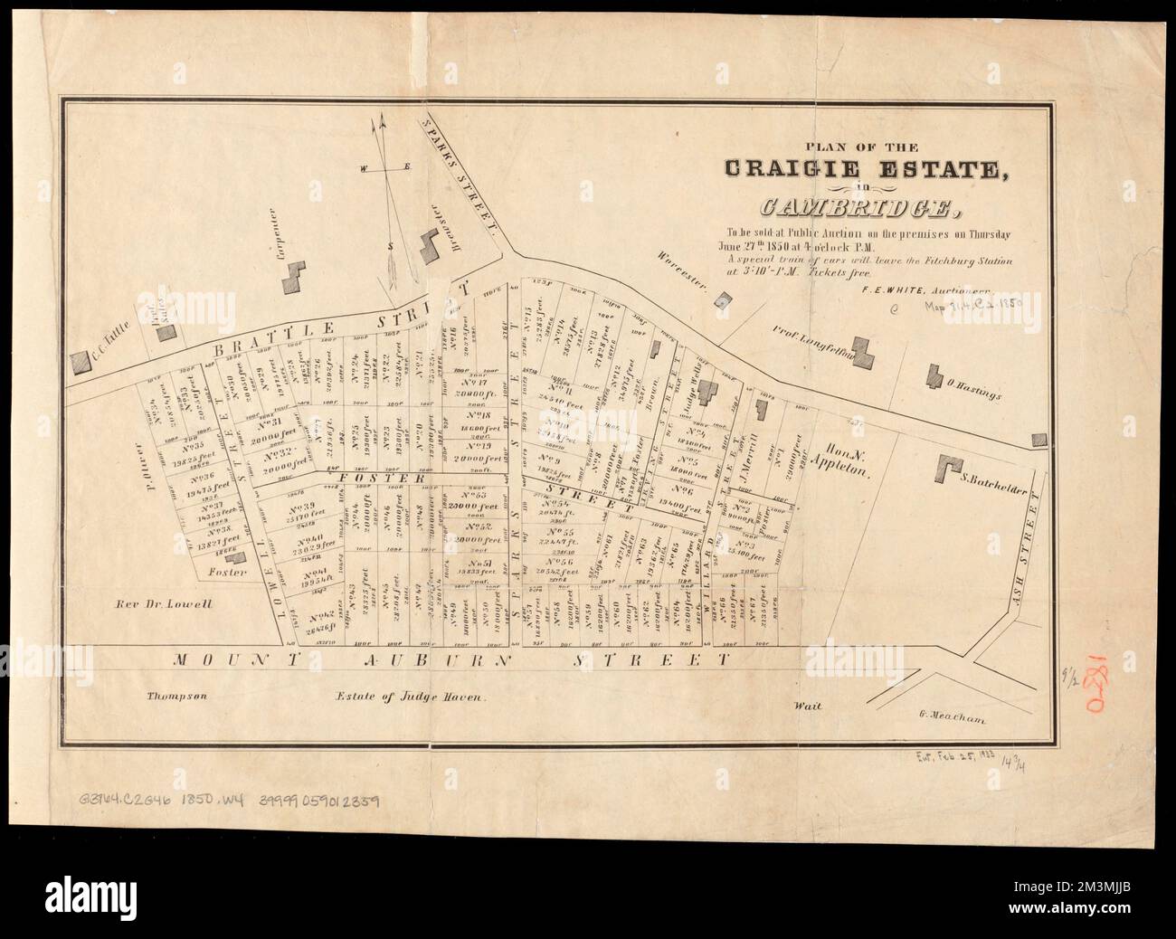 Plan of the Craigie Estate in Cambridge : to be sold at public auction ...