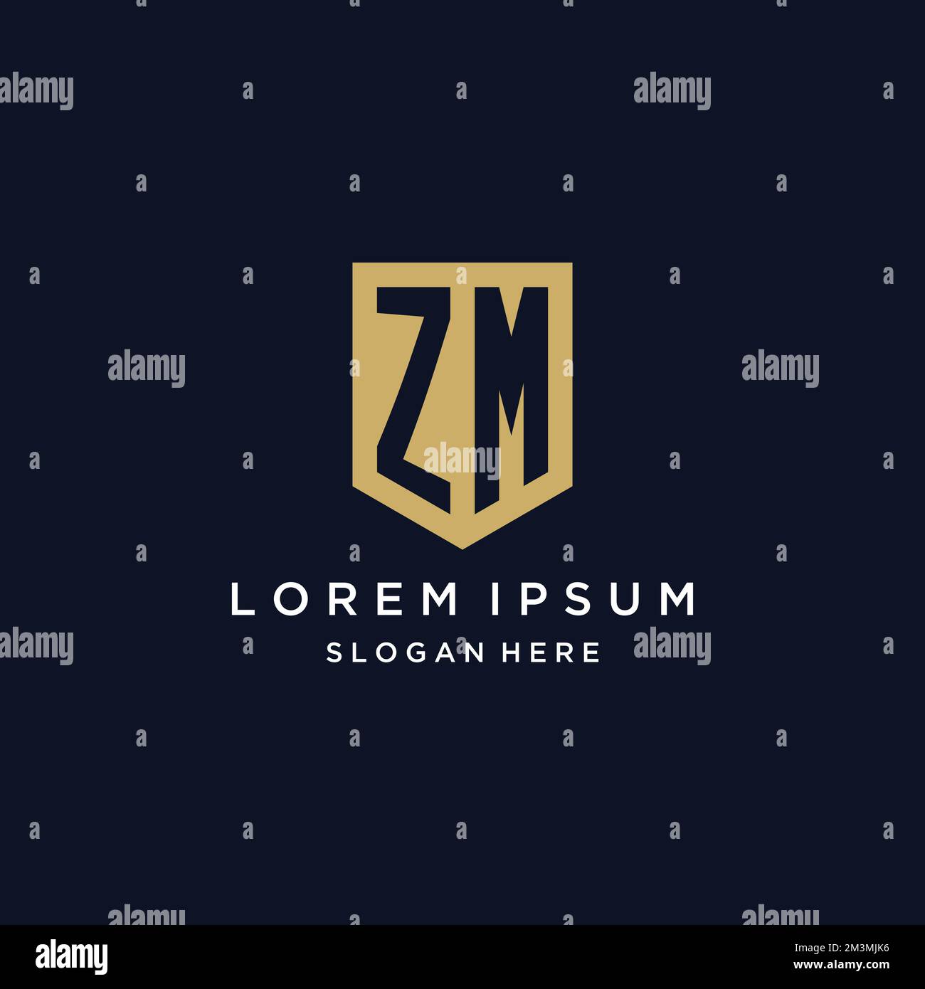 ZM monogram initials logo design with shield icon template Stock Vector ...