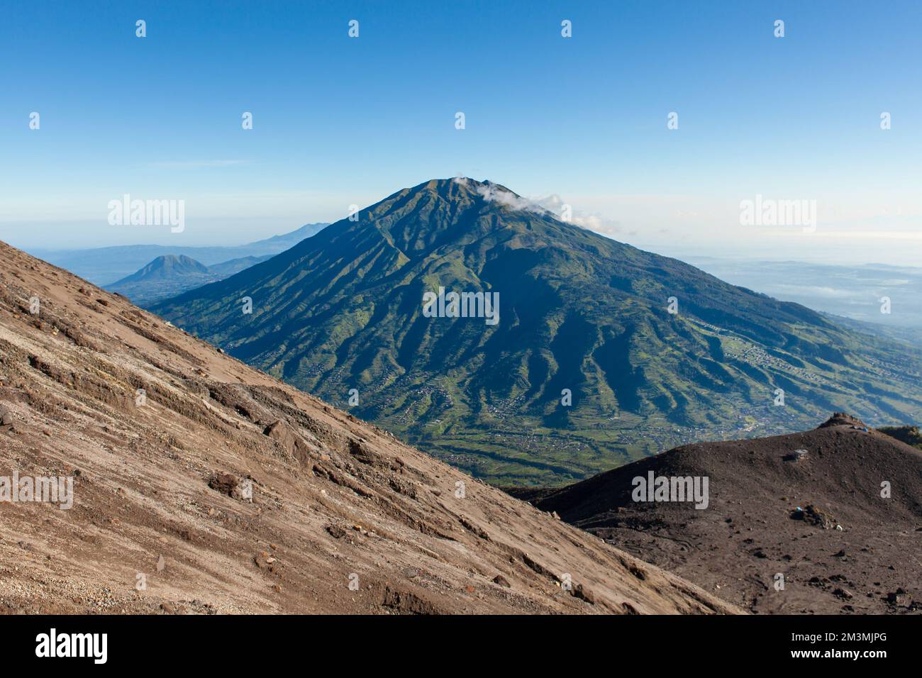 Green Mount Merbabu from Mount Merapi slope at Java island in Indonesia ...