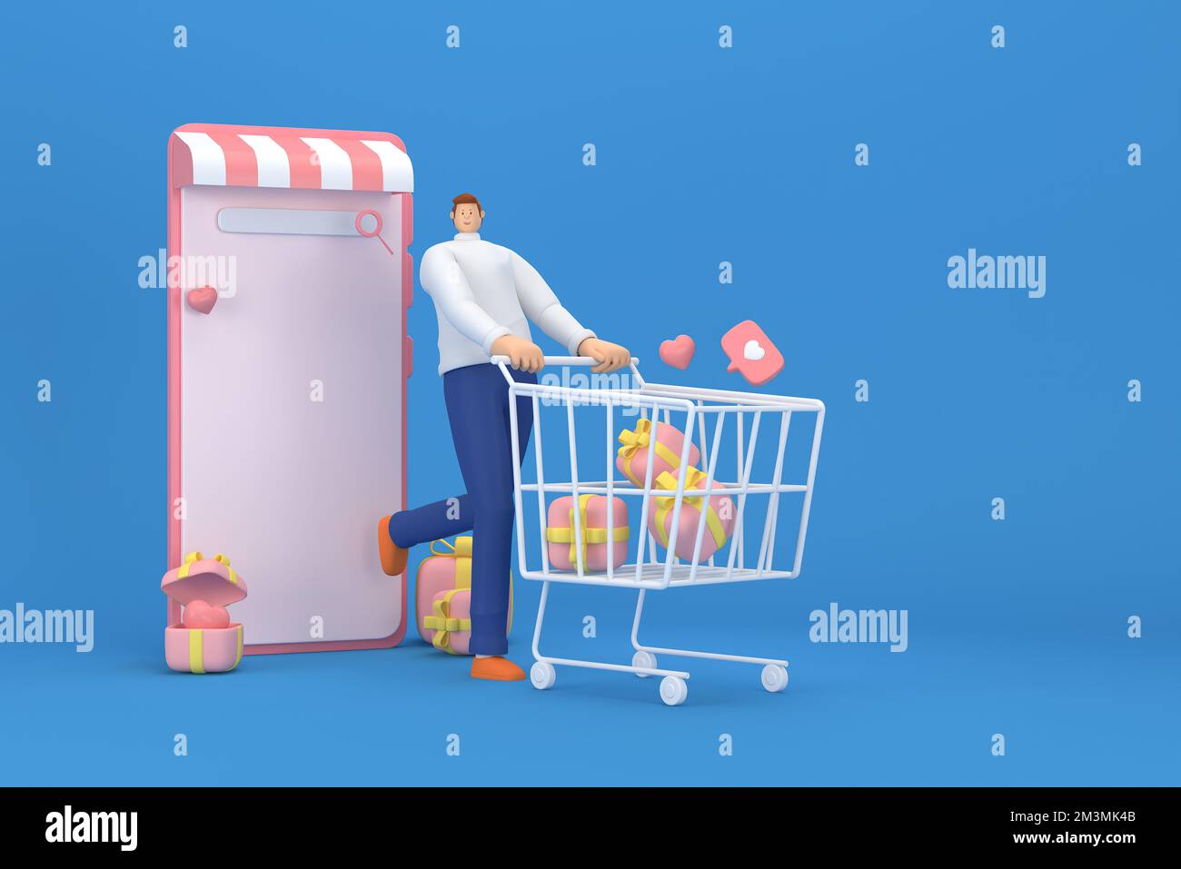 3d character in the festival of Valentine's Day. 3d rendering of ...