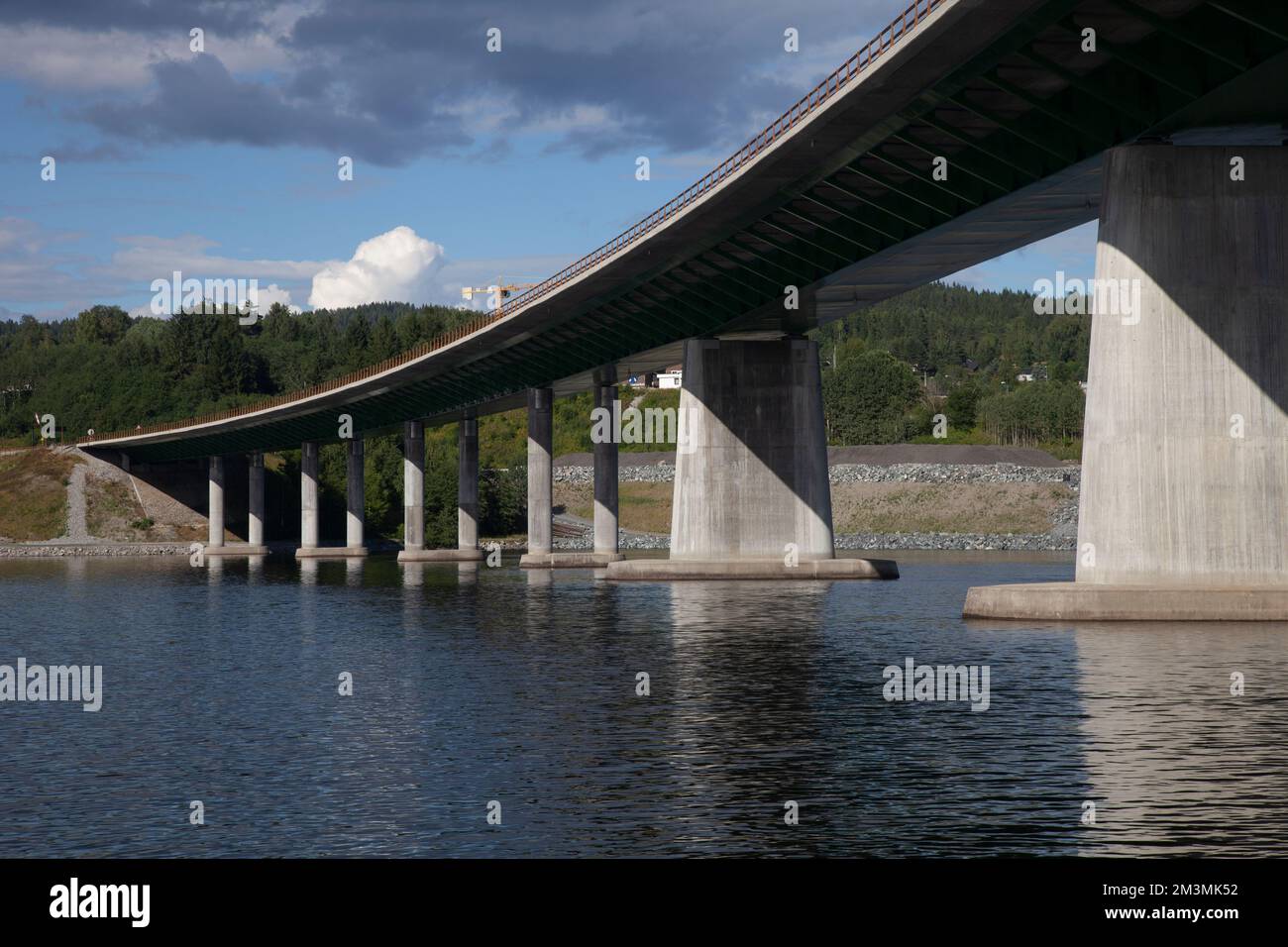 The columns of the Minnesund bridge over a river in Norway Stock Photo ...