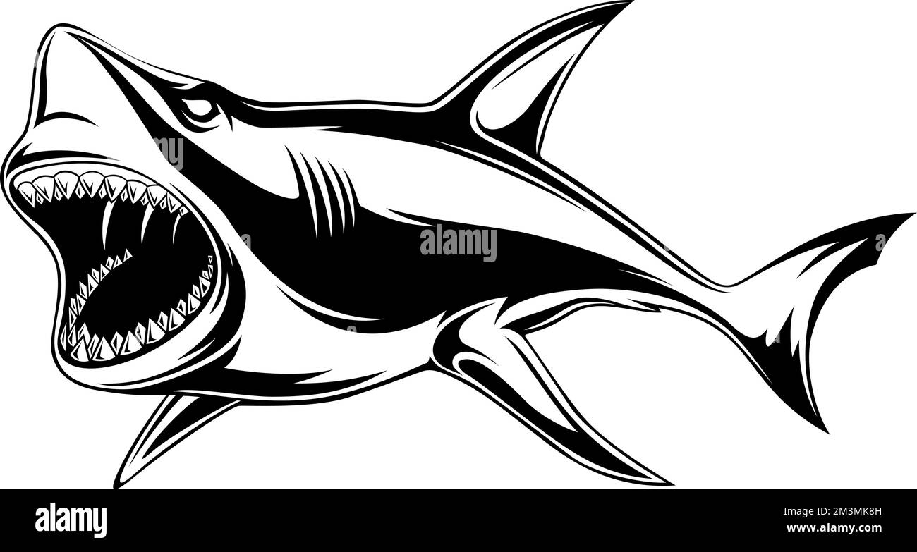 Great white shark mouth open Stock Vector Images - Alamy