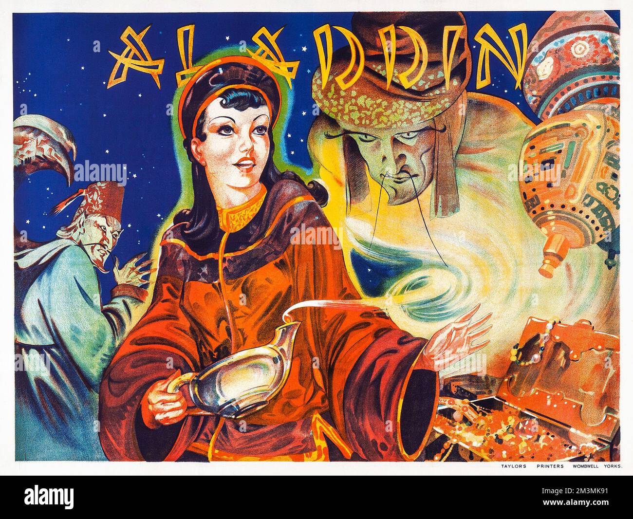Pantomime Theatre - Aladdin (Taylors Printers, c.1930). Theater Poster ...
