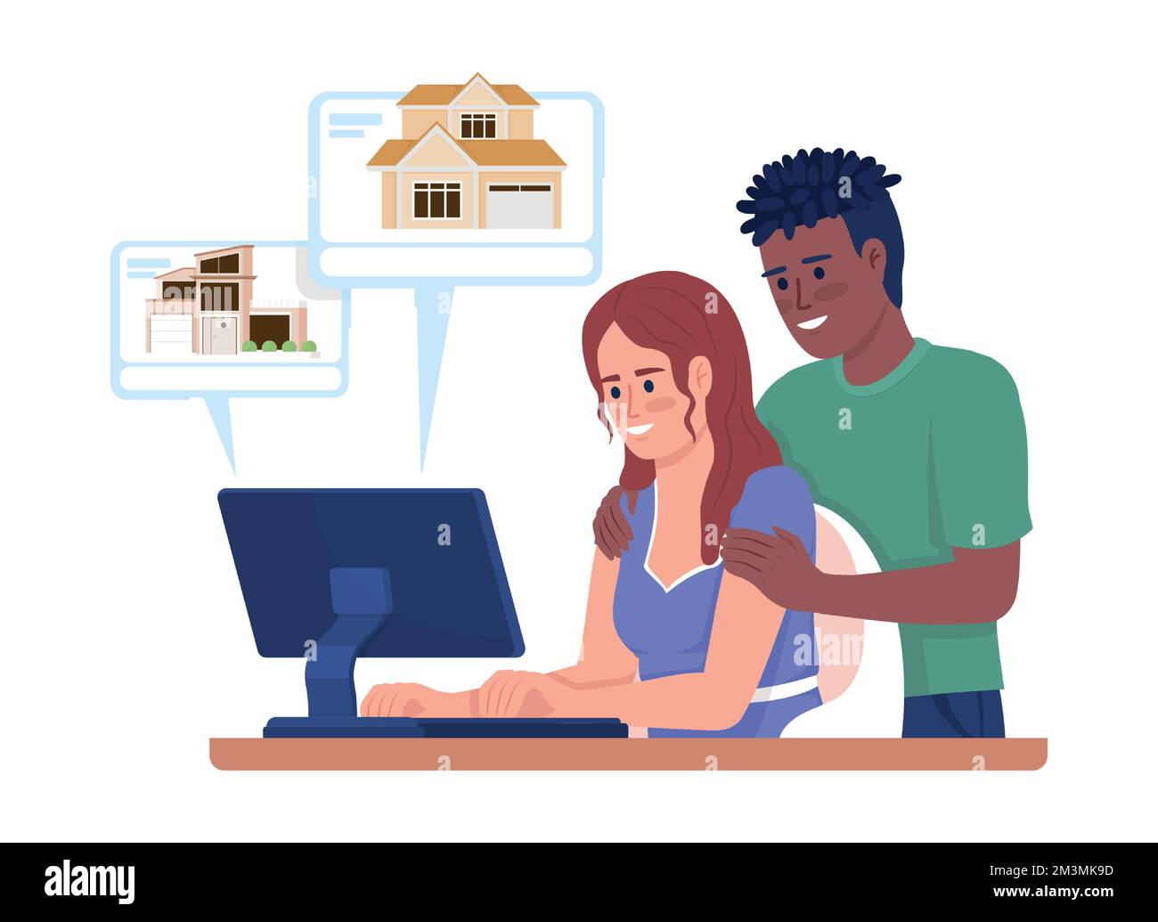 Choosing real estate online 2D vector isolated illustration Stock ...