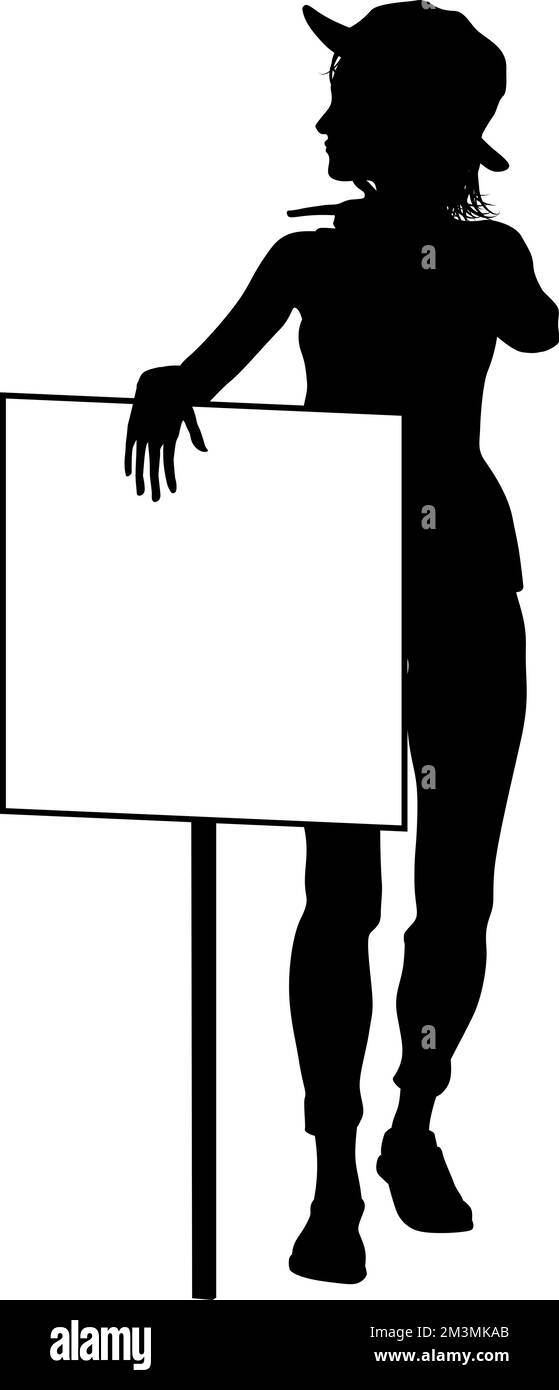 Protest Rally March Picket Sign Silhouette Person Stock Vector Image ...