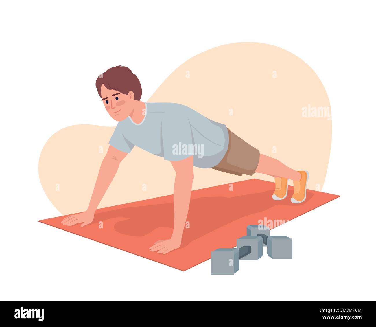 Man doing push up exercise 2D vector isolated illustration Stock Vector ...