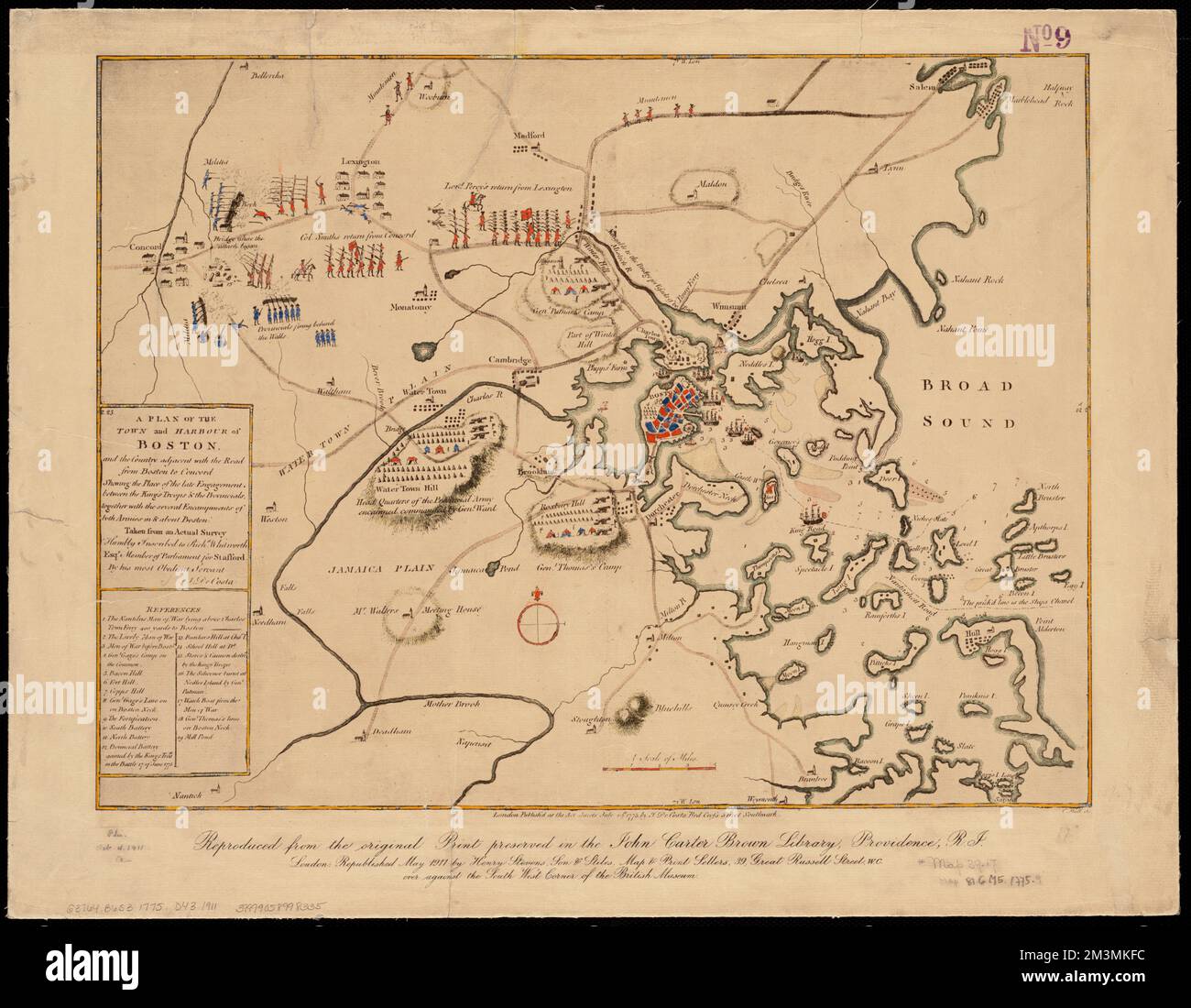 A plan of the town and harbour of Boston, and the country adjacent with ...