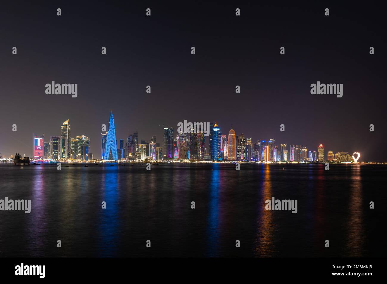West Bay Doha skyline, Qatar at night Stock Photo - Alamy