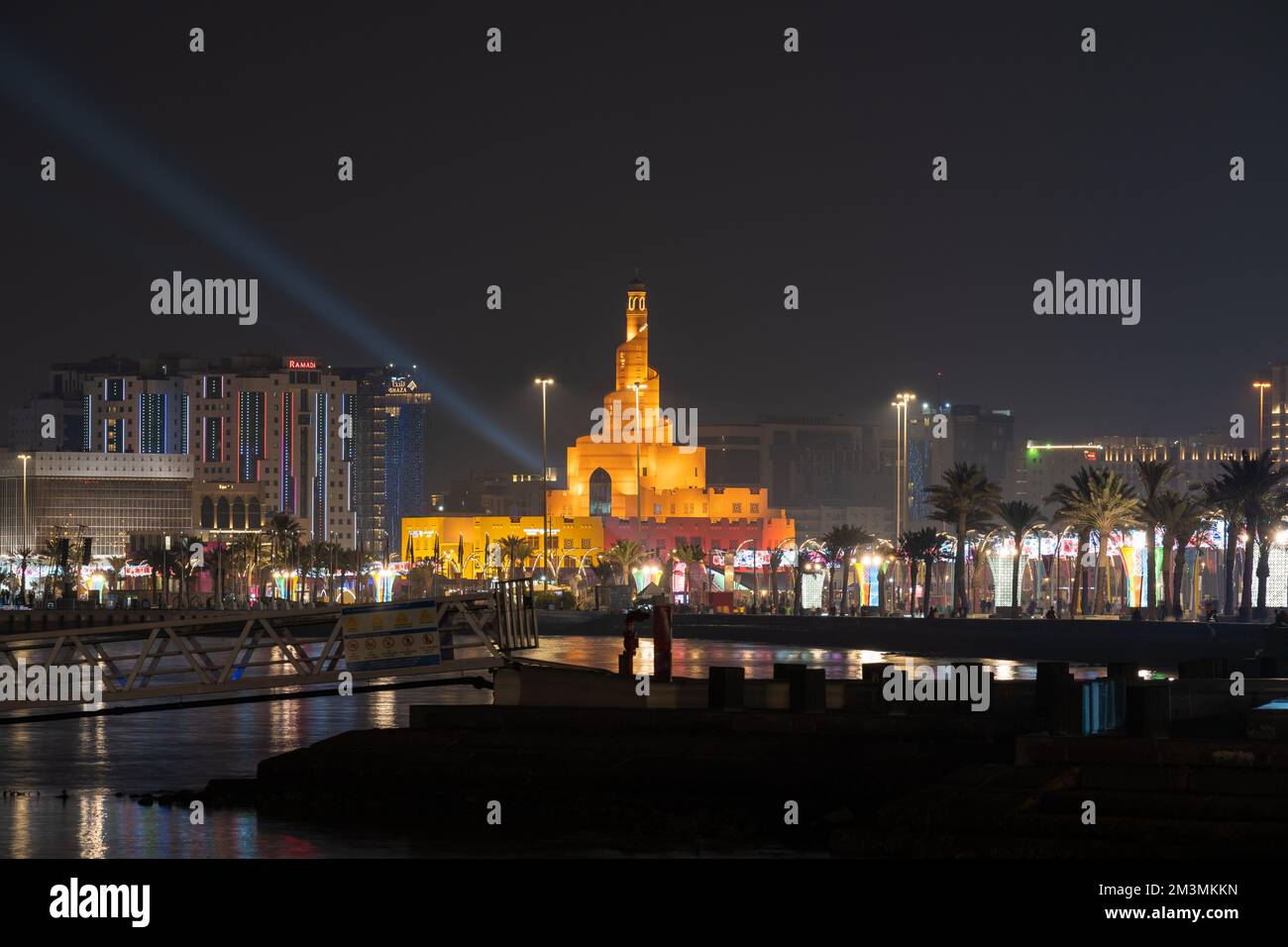 Night view of Doha corniche , Qatar Stock Photo - Alamy