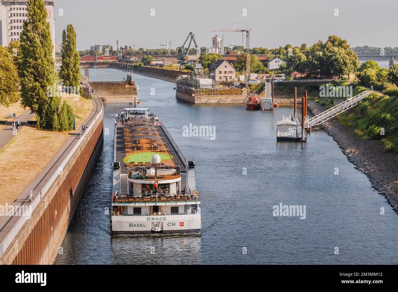 29 July 2022, Cologne, Germany: Swiss cruise ship with mini golf course ...