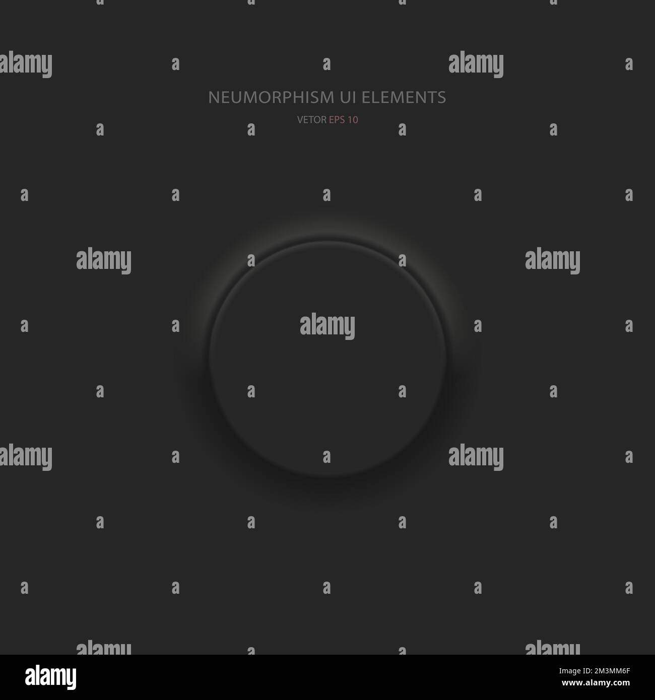 Round black button in Neumorphic style. User interface design elements ...
