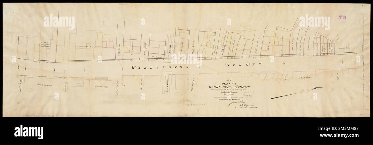 Plan of Washington Street showing proposed lines of widening from ...