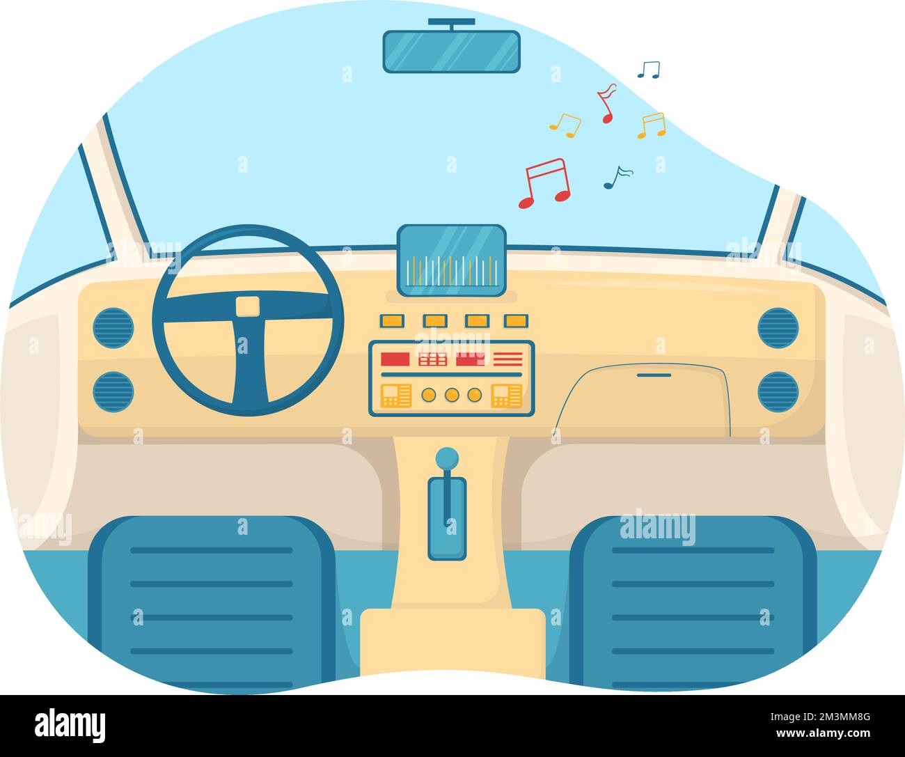 Car Audio with Loud Speakers, Sound System or Music Automobile in Flat ...