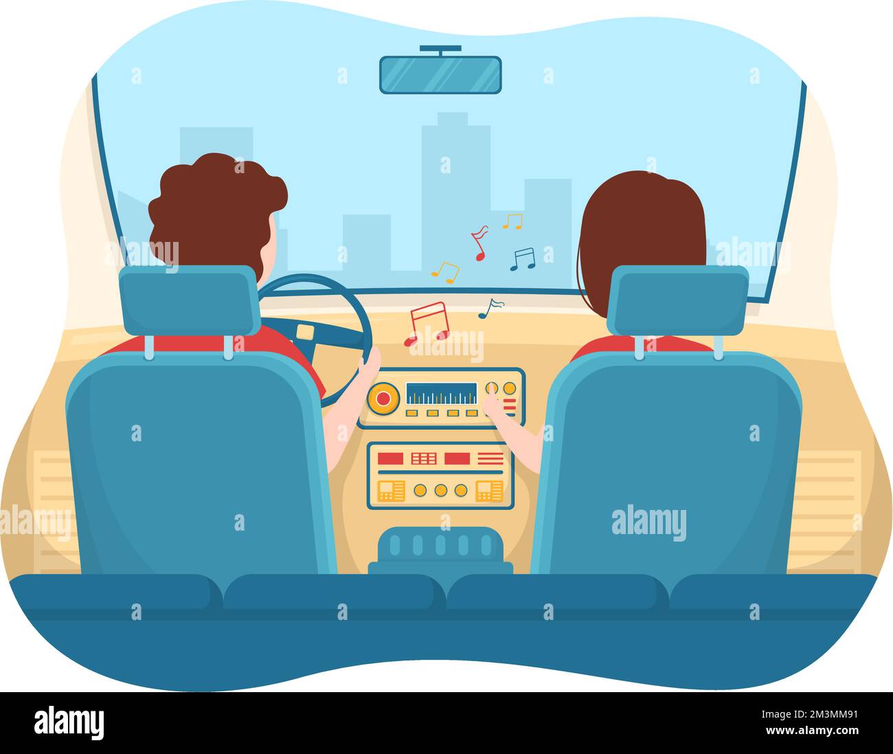 Driving a Car Listening to Music with Loud Speakers or Sound System in ...