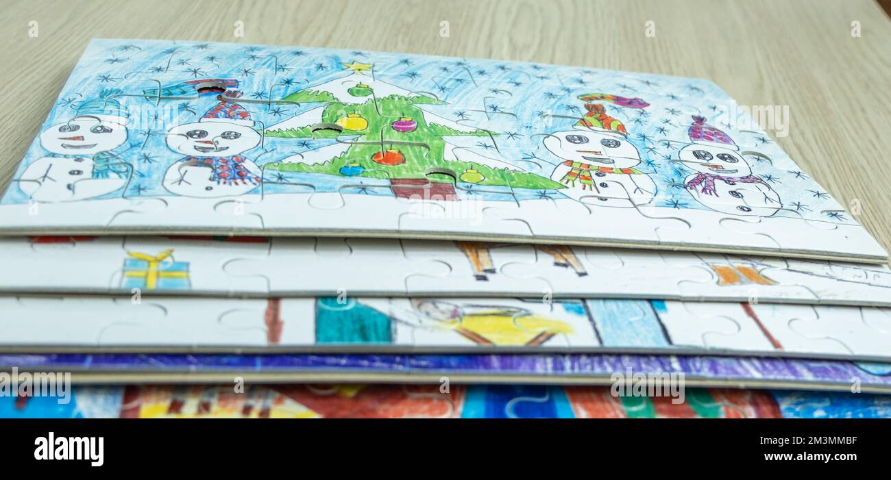 Homemade puzzle - Christmas snowman and Christmas tree, sublimation ...