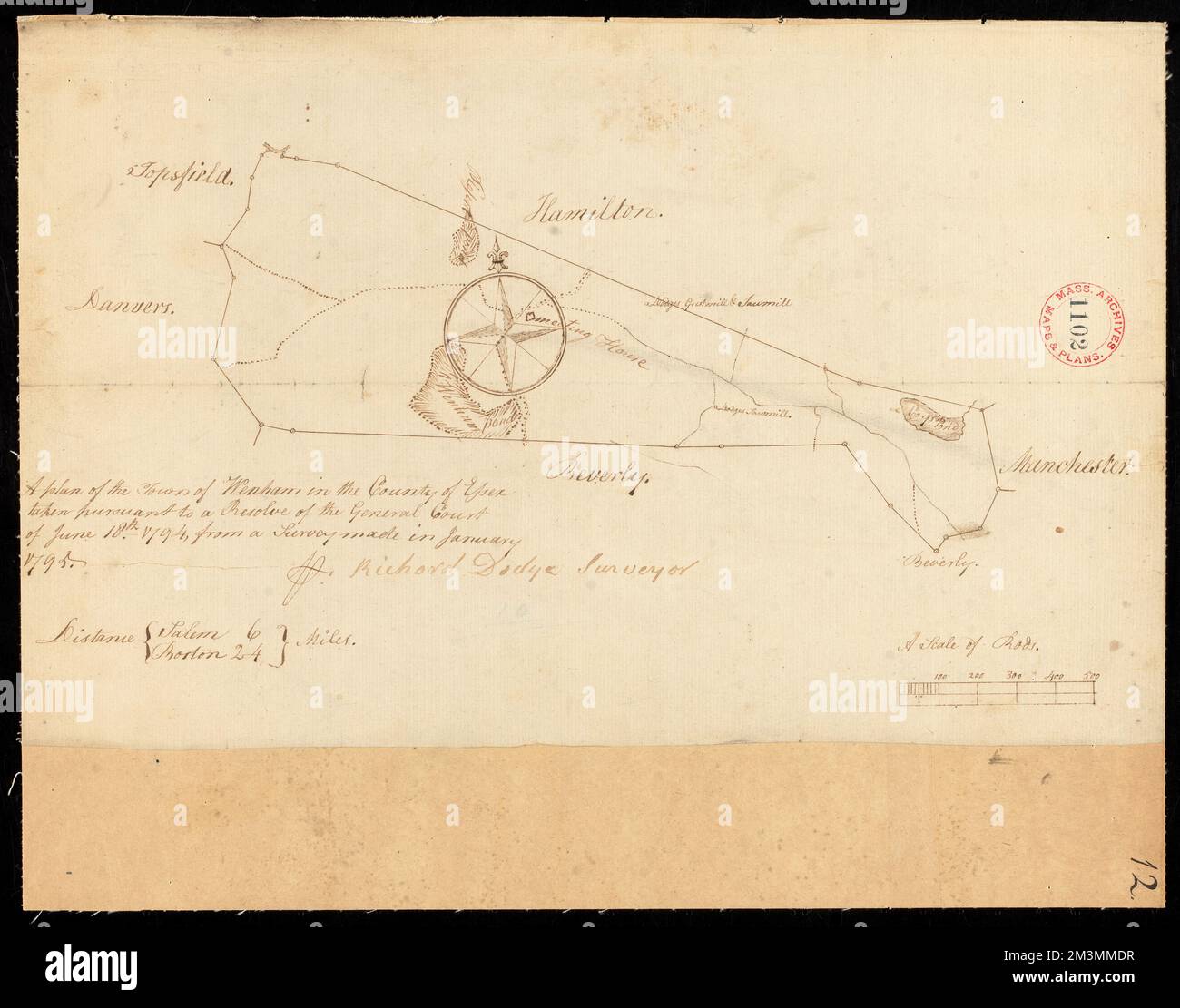 Plan of Wenham surveyed by Richard Dodge, dated January, 1795 ...