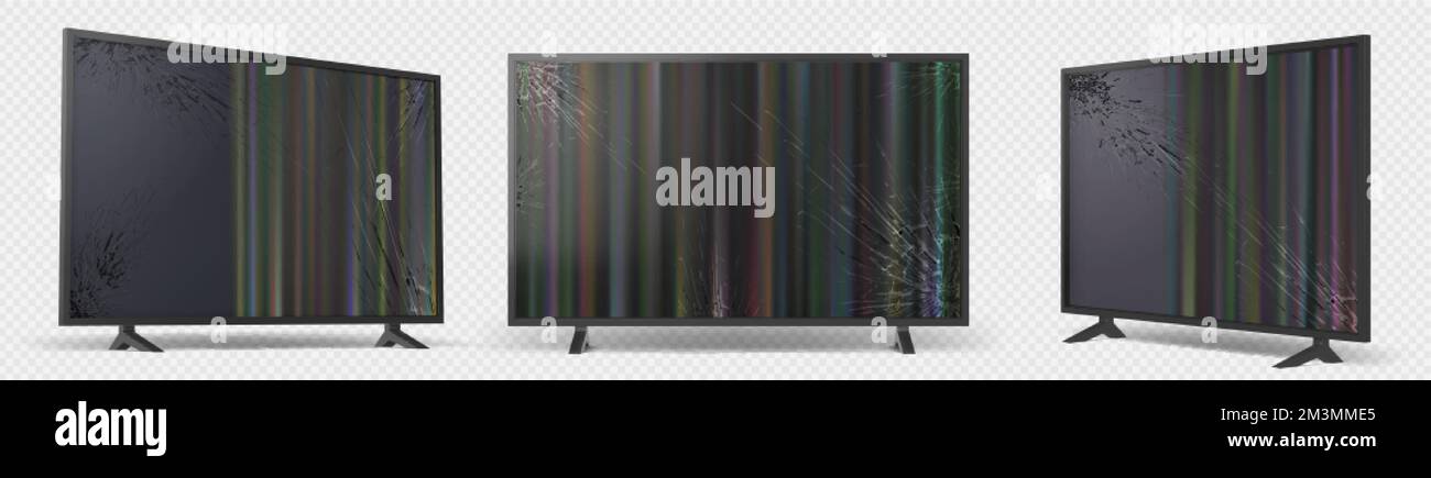 Broken tv set isolated on transparent background. Flat television with ...