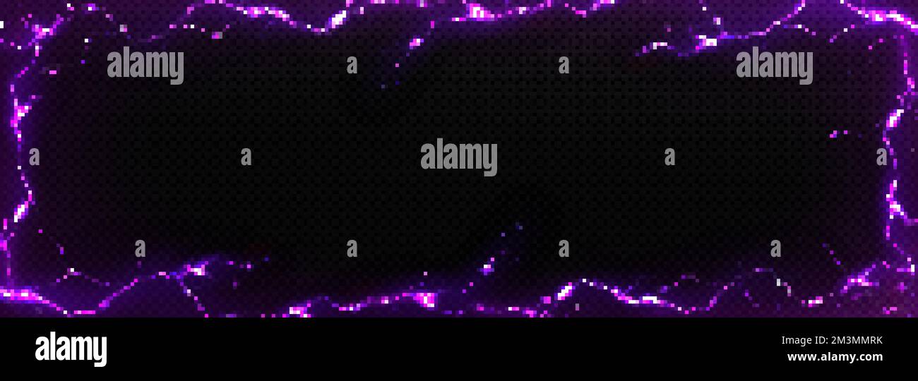 Abstract background with frame of purple lightnings. Poster template ...