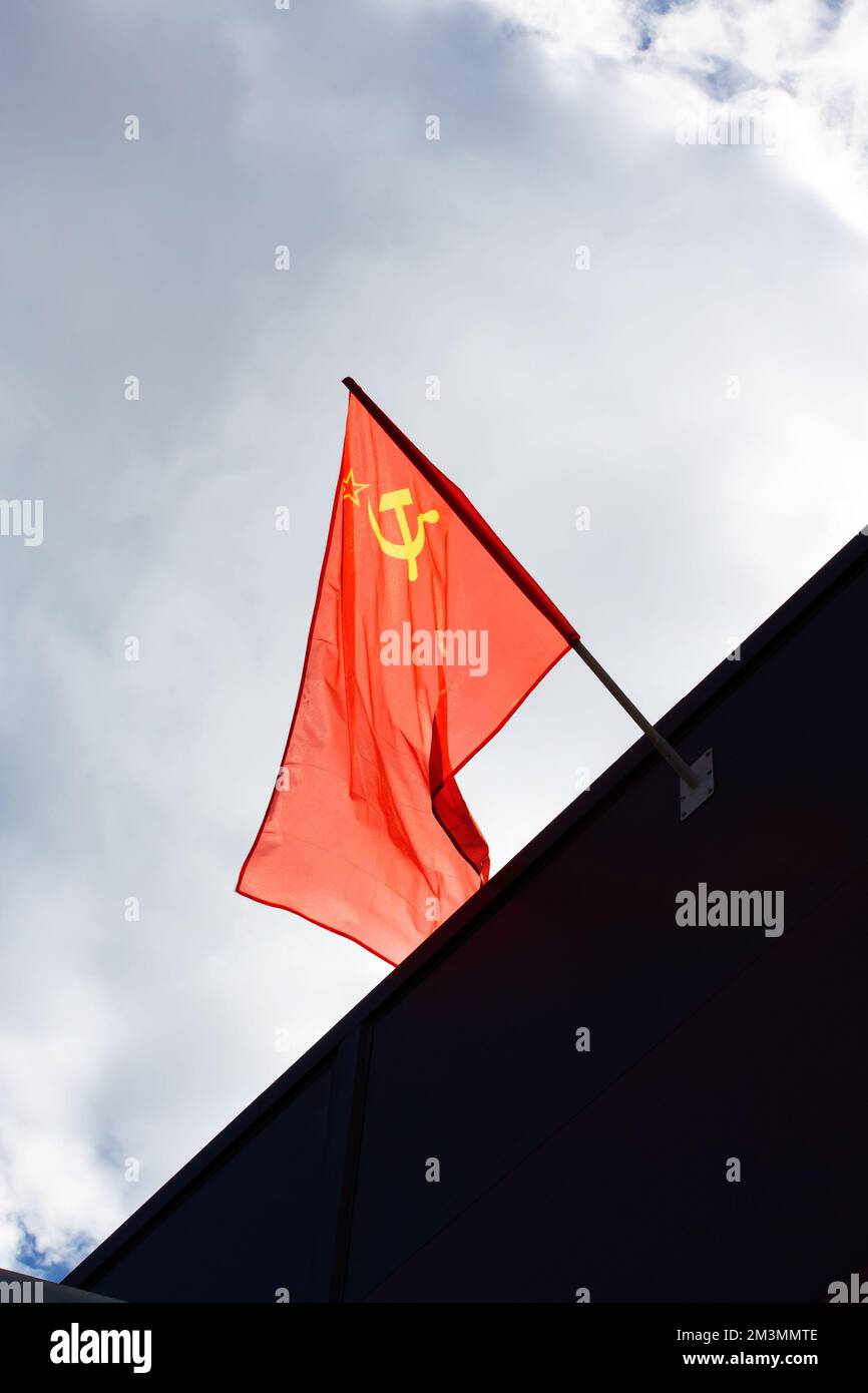 Flag of the USSR on the roof of the building close up Stock Photo - Alamy