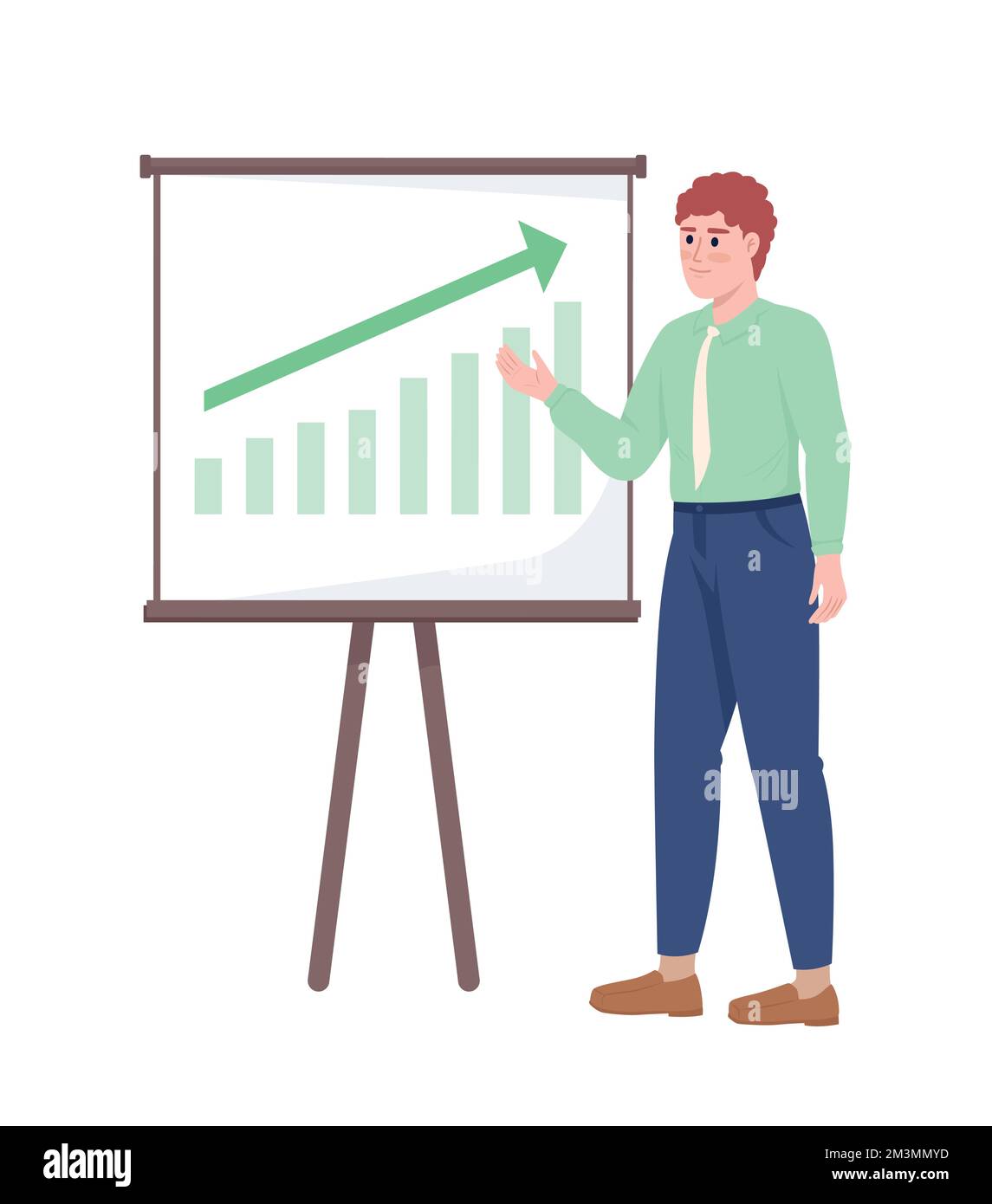Man presenting effective strategy semi flat color vector character ...
