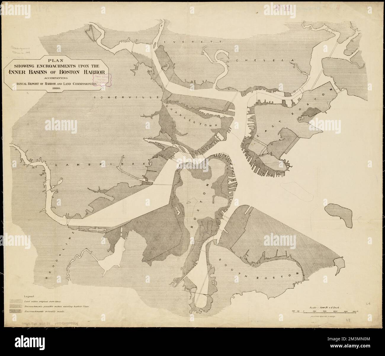 Plan showing encroachments upon the inner basins of Boston Harbor ...