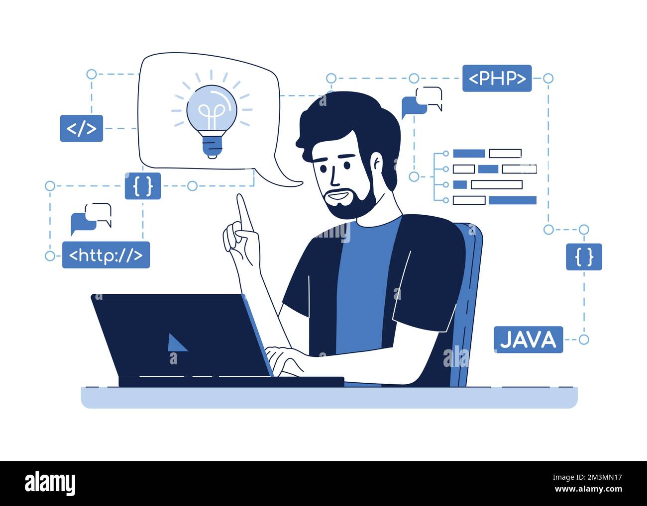 Programmer with new idea flat concept vector illustration Stock Vector ...