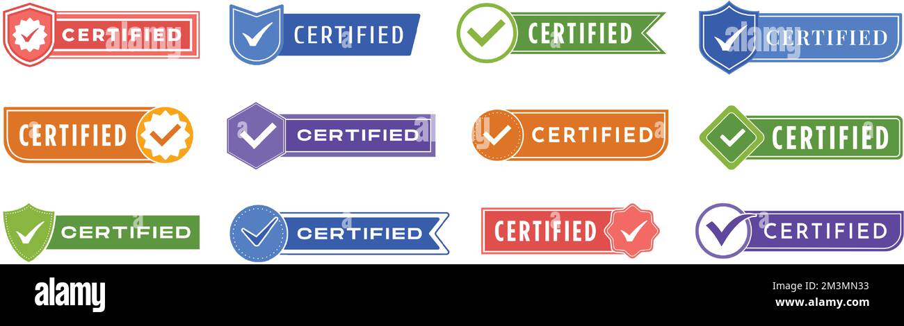 Certified label template. Badge with check mark icon, certification tag ...