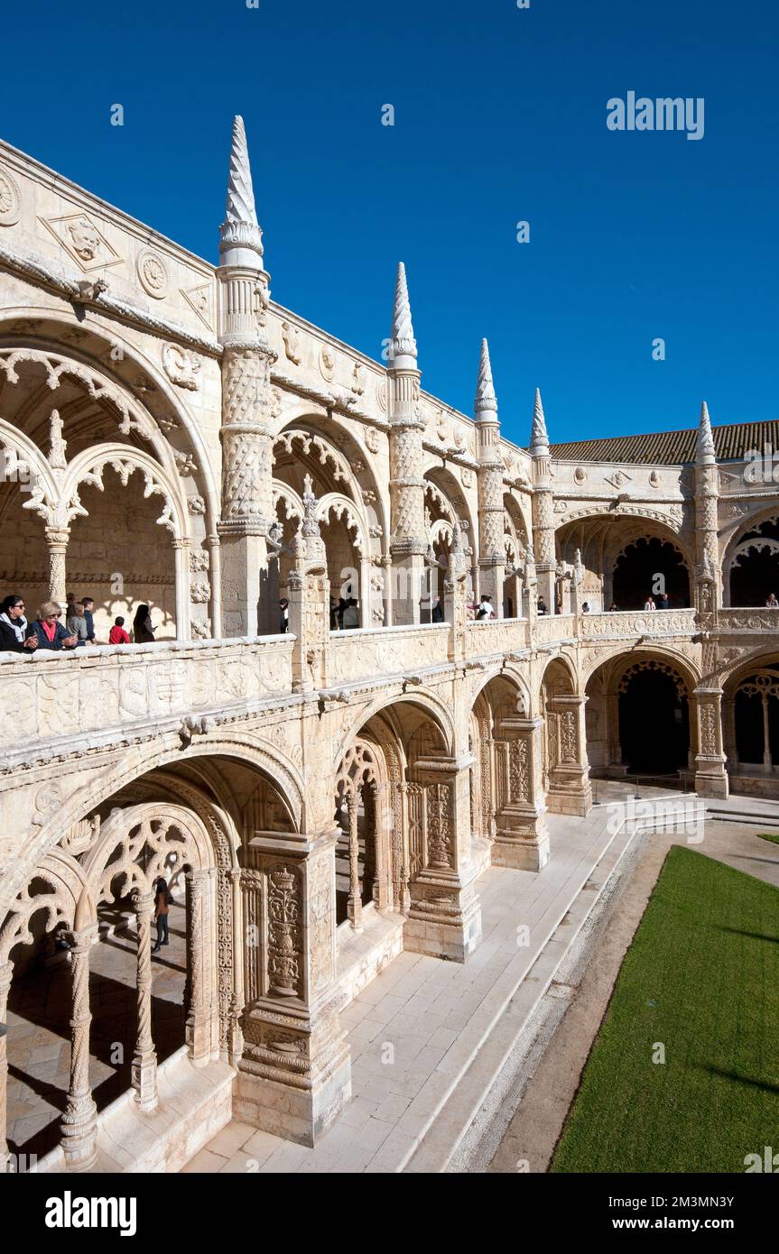 Cloister of Jeronimos Monastery (built in 16th century by the architect ...
