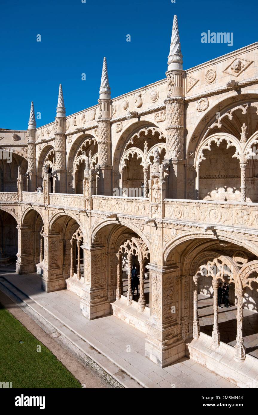 Cloister of Jeronimos Monastery (built in 16th century by the architect ...