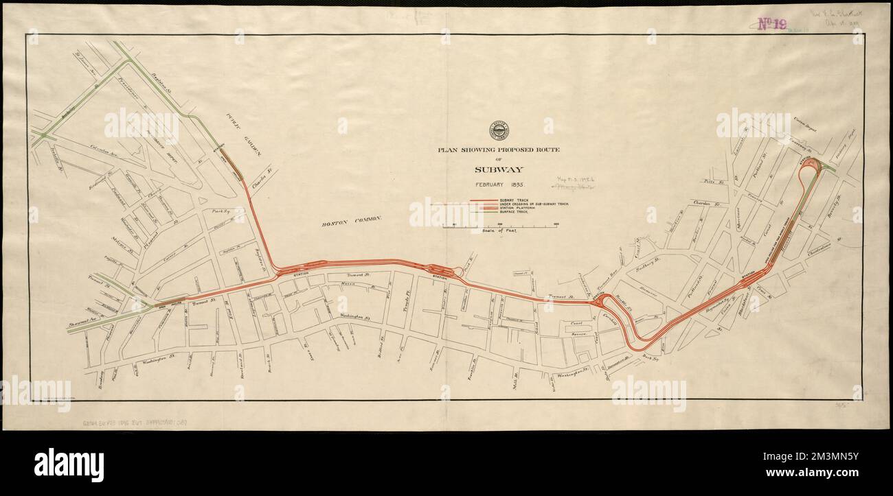 Plan showing proposed route of Subway, February 1895 , Subways ...