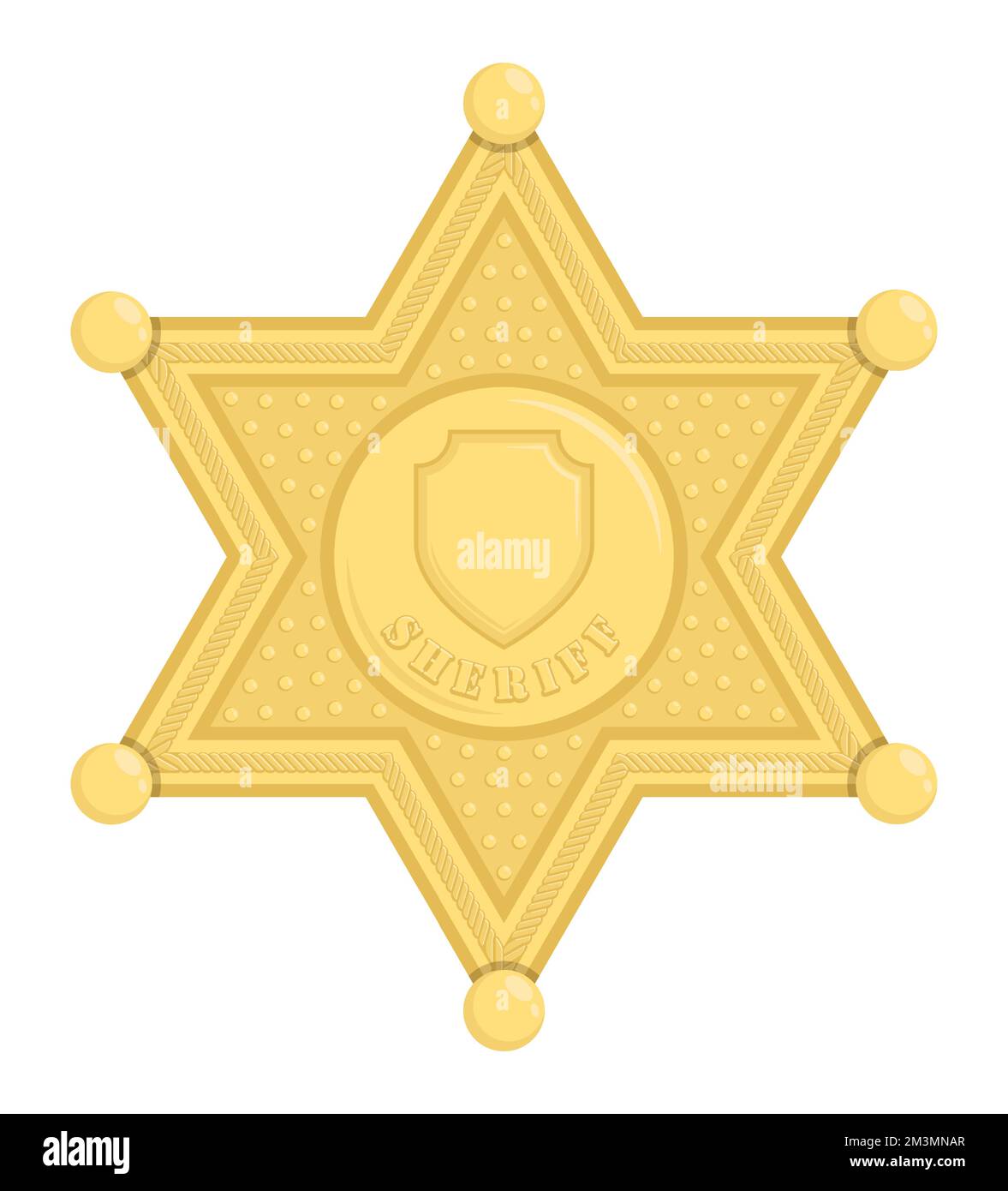 Sheriff star badge. Hexagonal golden symbol of police officer in charge ...