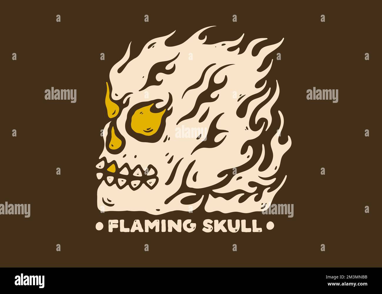 Illustration drawing design of skull with flaming fire Stock Vector ...