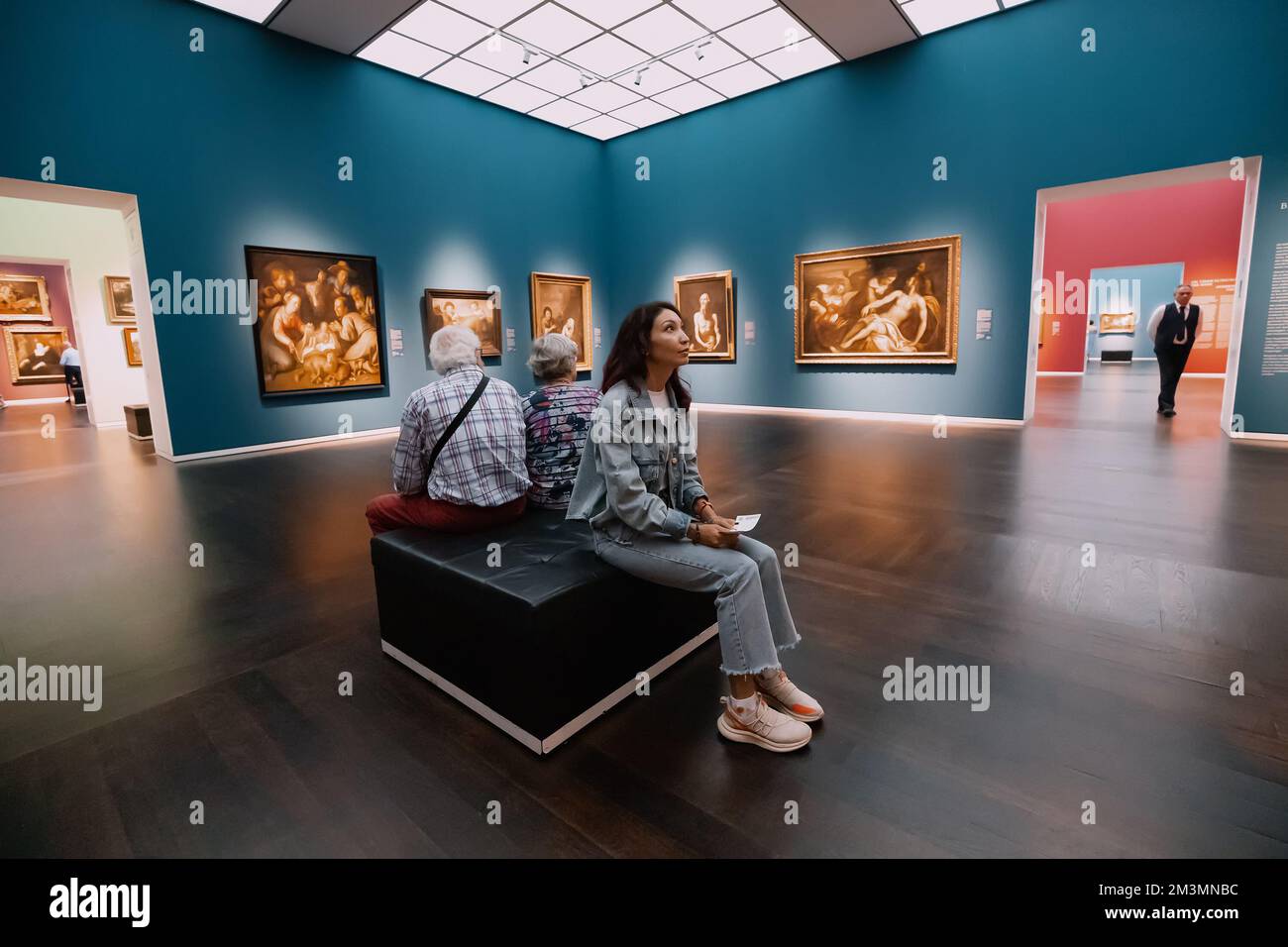 31 July 2022, Koln, Germany: Female visitor looking at classical ...
