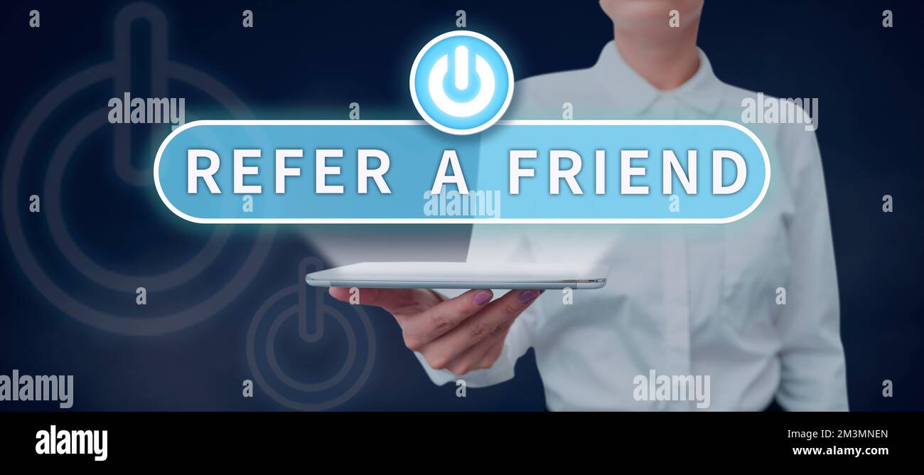 Writing displaying text Refer A Friend. Business overview ...