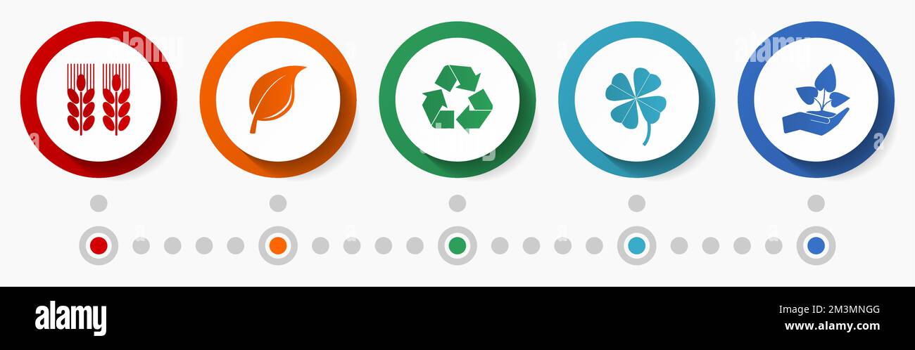 Agriculture Vector Icon Set Food Production Concept Flat Design Buttons Infographic Template