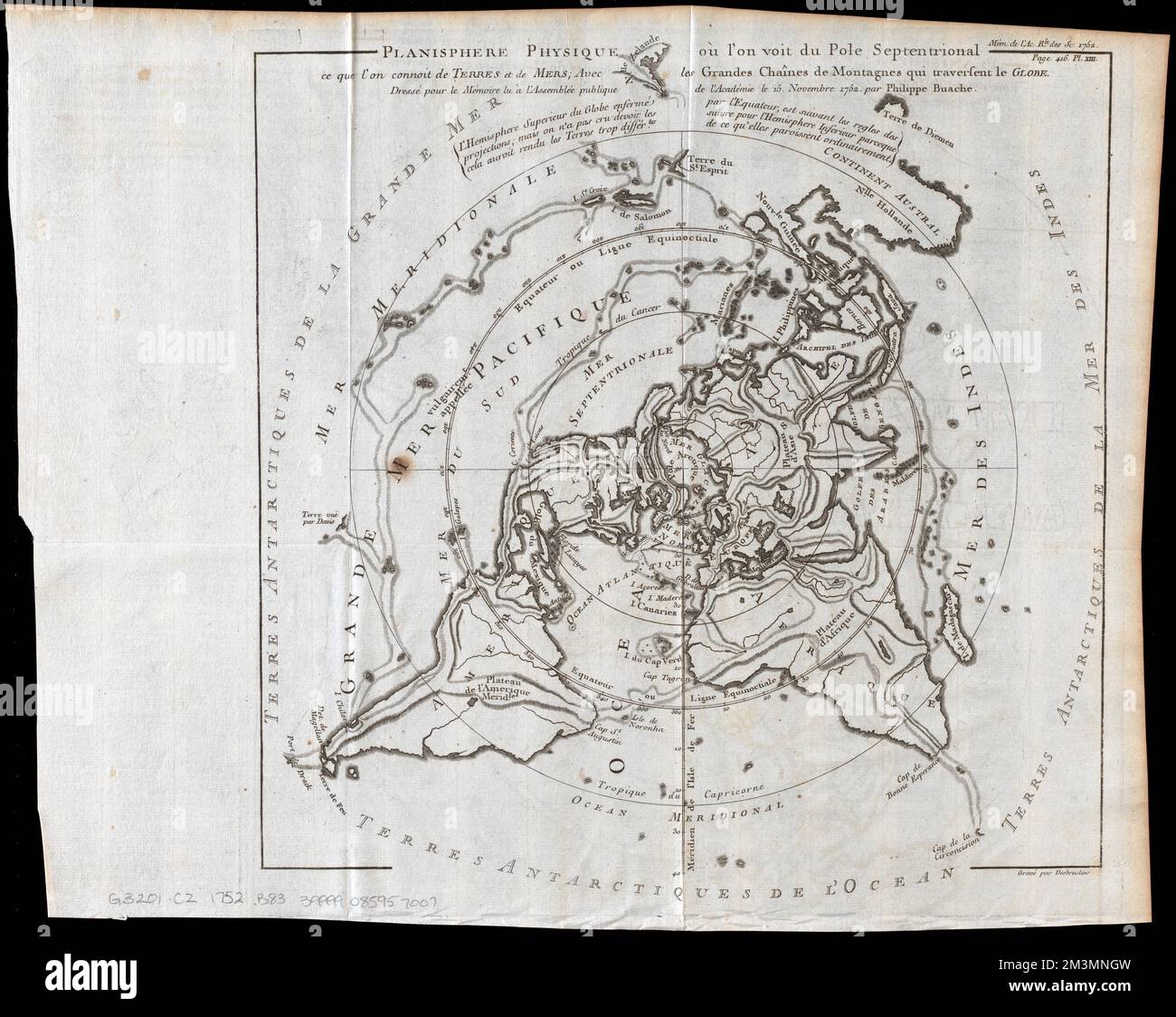 Planisphere physique, où l'on voit du Pole Septentrional ce que l'on ...