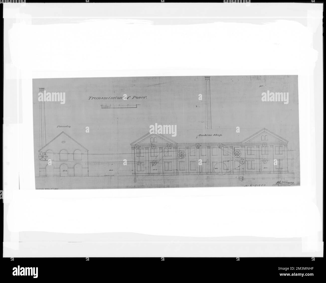 Plans showing the transmission of power , Armories, Engineering ...