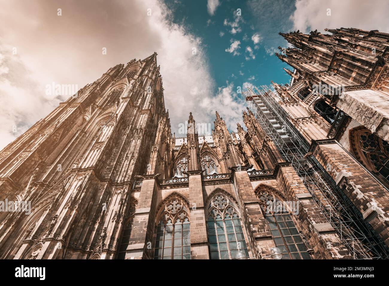 Low angle wide view of a famous Cologne gothic cathedral Stock Photo ...