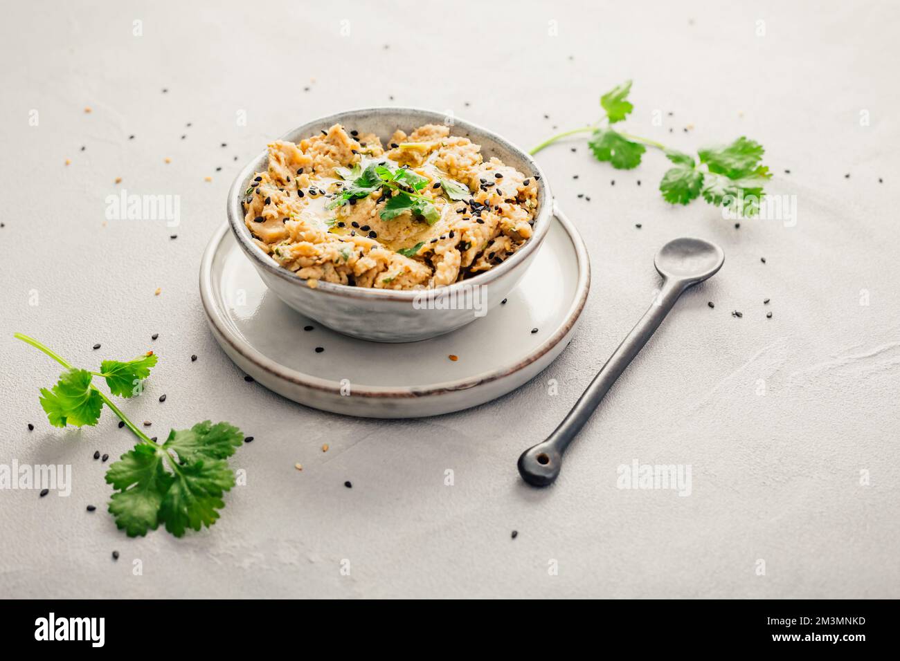 Middle Eastern delicious dip "Baba Ghanoush" or "Baba Ghanouj". It is ...