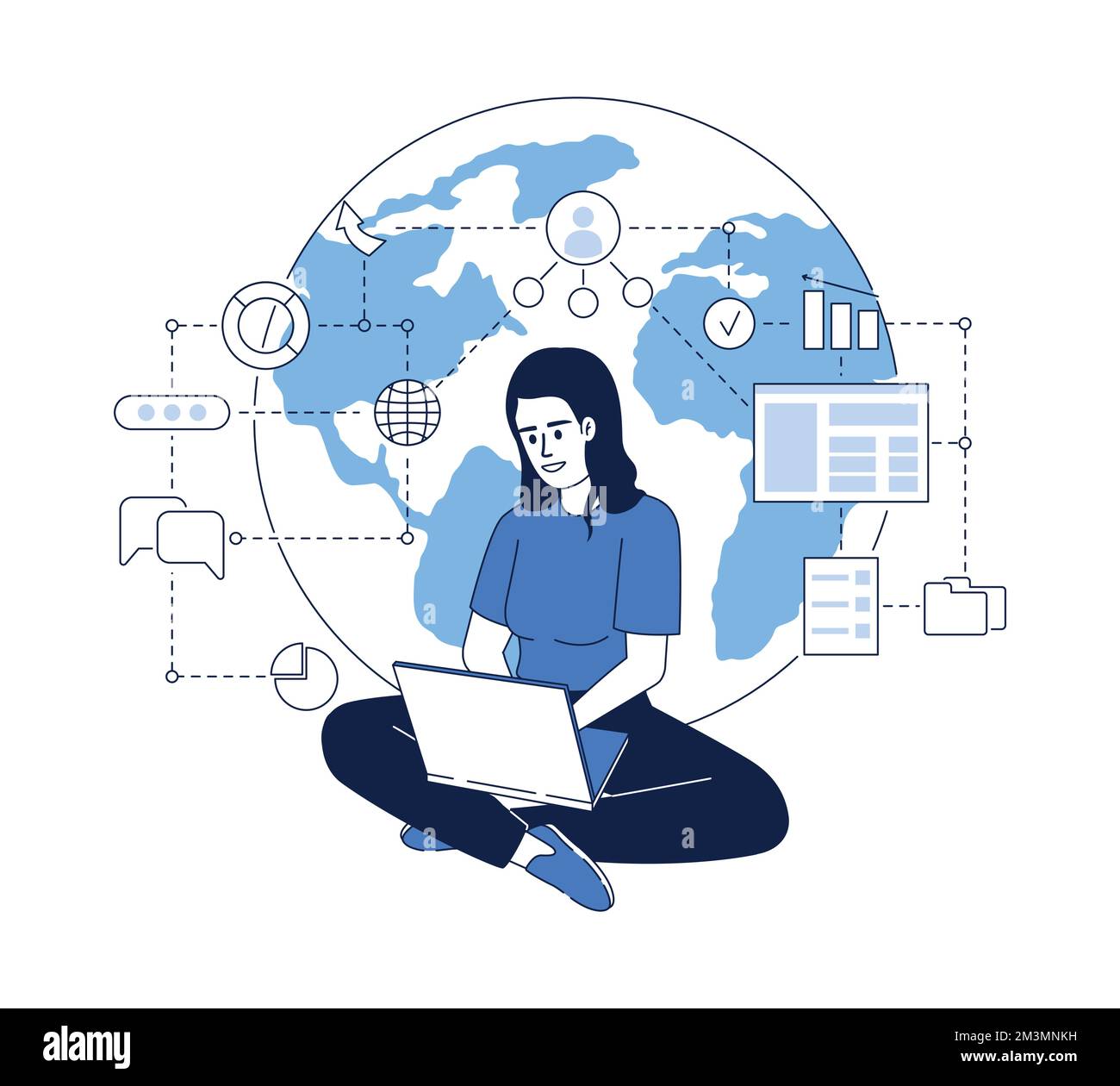 Working on internet flat concept vector illustration Stock Vector Image ...