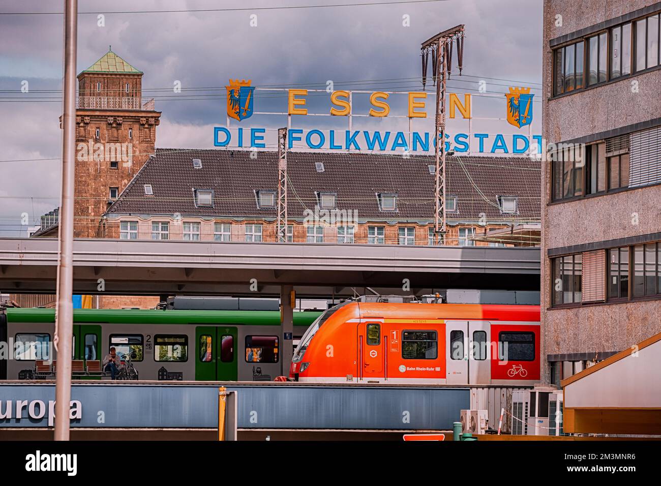 27 July 2022, Essen, Germany: Hauptbahnhof railroad station entrance ...