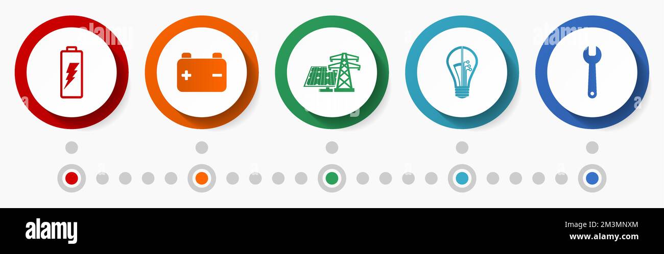 Energy vector icon set, electricity flat design web buttons, industry ...