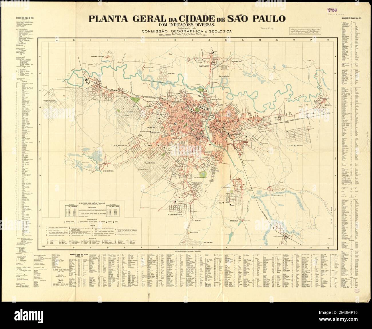 Planta geral da cidade de São Paulo com indicações diversas , São Paulo ...